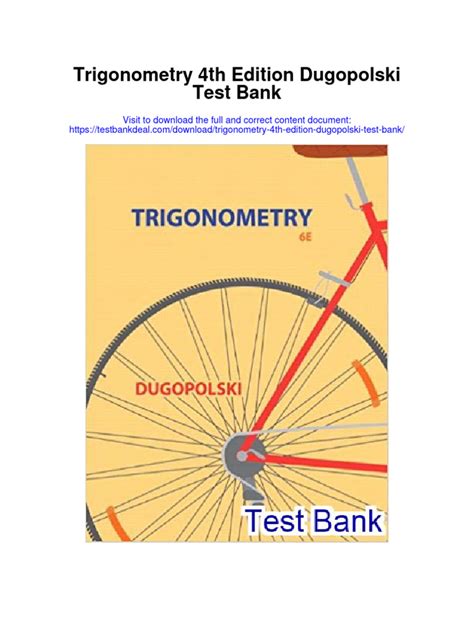 Instant Download Trigonometry 4th Edition Dugopolski Test Bank Pdf Full