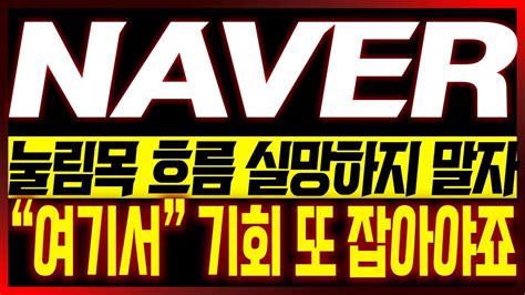 네이버 주가전망 눌림목 흐름 실망하지 말자 여기서 기회 또 잡아야죠 Youtube