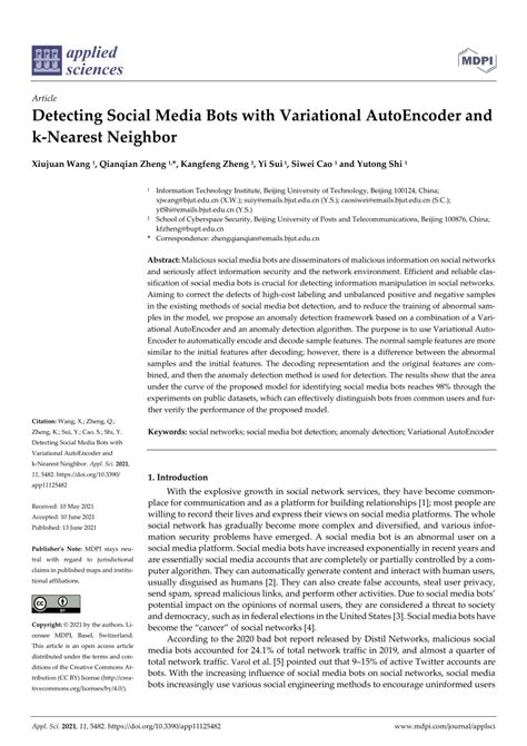 Pdf Detecting Social Media Bots With Variational Autoencoder And K Nearest Neighbor