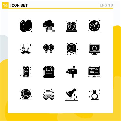 Solid Glyph Pack Of 16 Universal Symbols Of Facial Hair Stopwatch