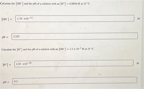 Solved Calculate The Oh And The Ph Of A Solution With An