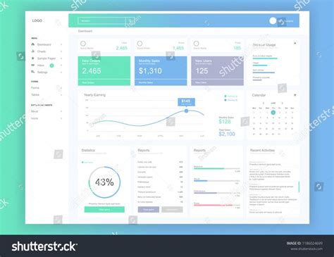 Dashboard User Admin Panel Template Design 1024x768 Pixel Eps 10 Panel Template Admin
