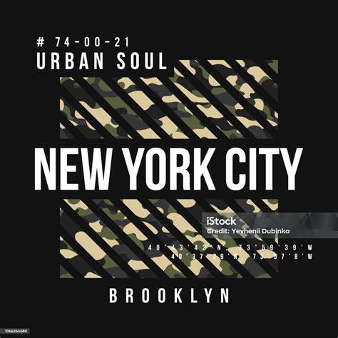 위장 텍스처와 군사 군대 스타일에서 T셔츠 디자인 셔츠 인쇄에 대 한 슬로건과 함께 뉴욕시 인쇄 술 데님에 대한 스톡 벡터 아트 및 기타 이미지 Istock