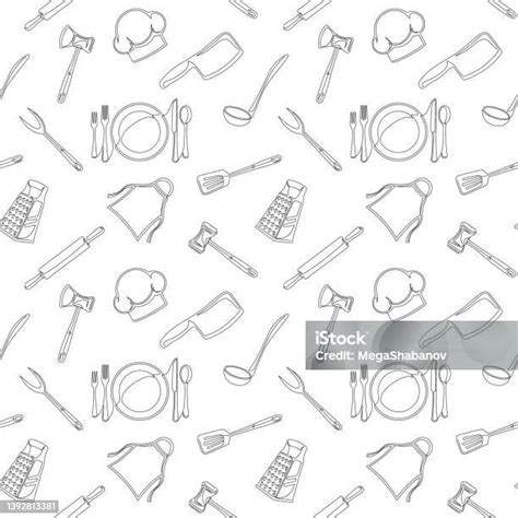 Ilustración De Conjunto De Dibujo Continuo De Una Línea De Los Elementos De Una Cocina Y Más