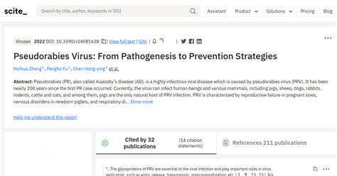 Pseudorabies Virus From Pathogenesis To Prevention Strategies [scite Report]