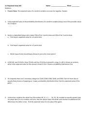 Exploring Expected Values In Statistics True Or False Course Hero