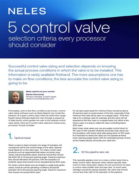 Control Valve Selection Criteria Download Free Pdf Valve Liquids