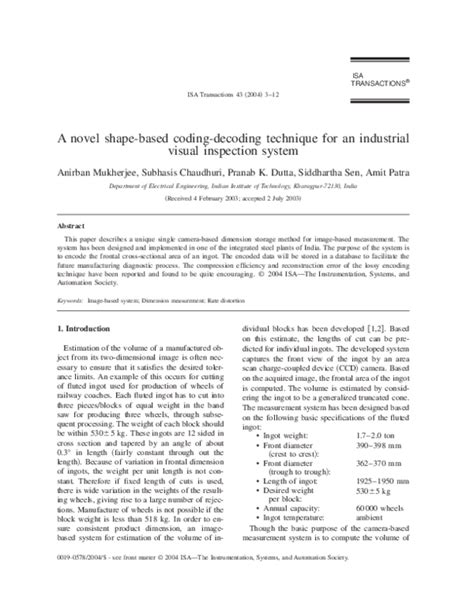 Pdf A Novel Shape Based Coding Decoding Technique For An Industrial