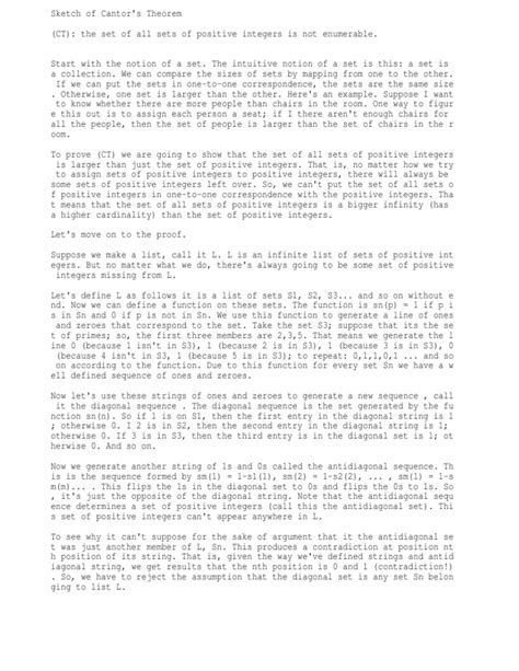Pdf Sketch Of Cantors Theorem Dokumentips