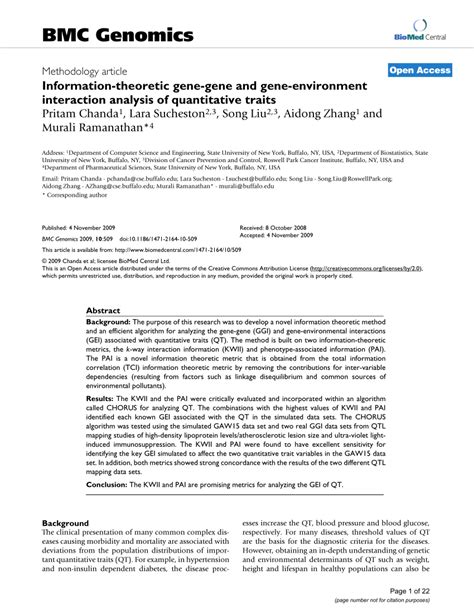 Pdf Information Theoretic Gene Gene And Gene Environment Interaction Analysis Of Quantitative