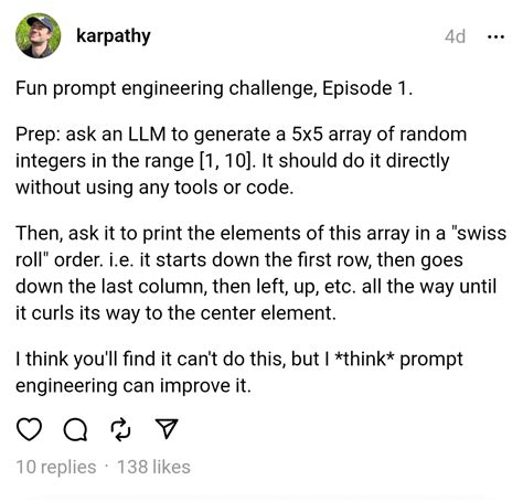 Andrej Karpathys Fun Prompt Engineering Challenge Ep 1 R Localllama