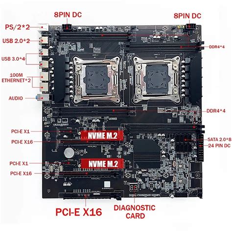 Buy X99 Dual Socket E ATX Motherboard With Switch Cable 2XSATA Cable Online At Lowest Price In