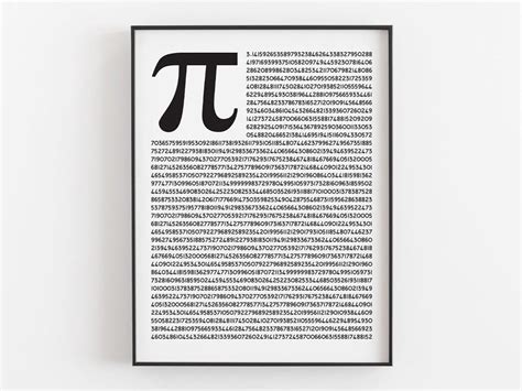 Accurate Pi Value Mathematics Printable Exact Pi Decimal Value Print Digital Download Math