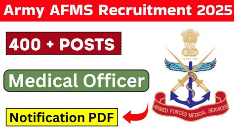 Army Afms Mo Recruitment 2025 Notification Out For 400 Medical Officer Posts Haryana Job Alert