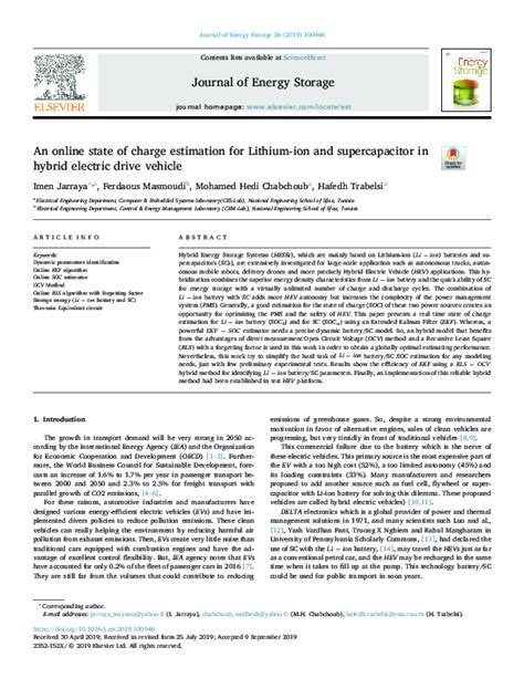 Pdf An Online State Of Charge Estimation For Lithium Ion And
