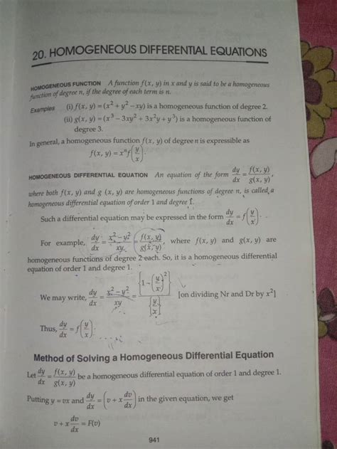 20 Homogeneous Differential Equationshomogeneous Function A Function F