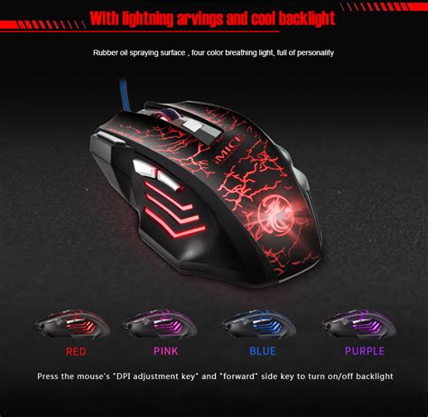 APEDRA A7 USB Wired Gaming Mouse 7 Buttons Ergonomic Mice Colorful LED ...