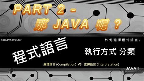 電腦程式語言的執行方式 Part 編譯語言 Compilation VS 直譯語言 Interpretation How about JAVA