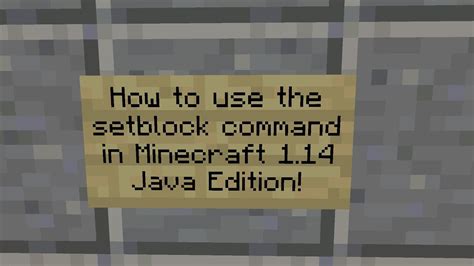 How To Use The Setblock Command In Minecraft 114 Java Edition Youtube