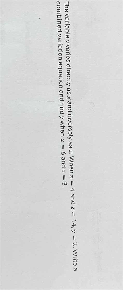Solved The Variable Y ﻿varies Directly As X ﻿and Inversely