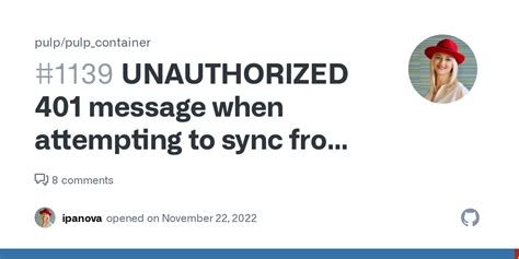 unauthorized 401 message when attempting to sync from a registry