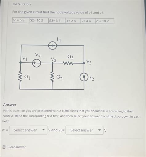solved instructionfor the given circuit find the node