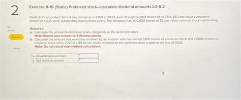 solved exercise 8 16 static preferred stock calculate