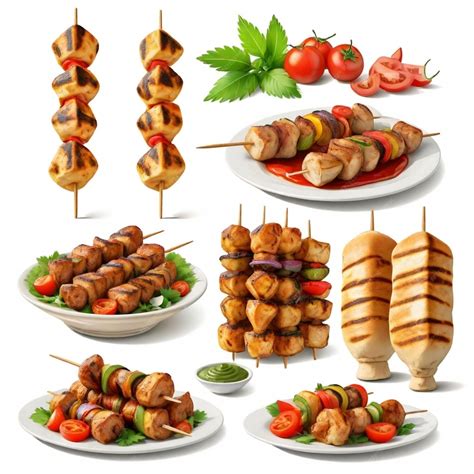 Shish Taouk Vector Set White Background Isolated Premium Ai Generated Vector