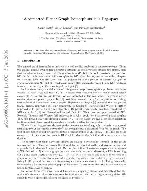 pdf 3 connected planar graph isomorphism is in log space