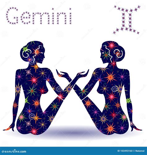 Zodiac Sign Gemini Stencil Stock Vector Illustration Of Concepts