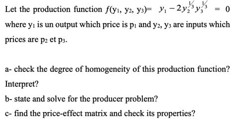 Solved Let The Production Function Chegg