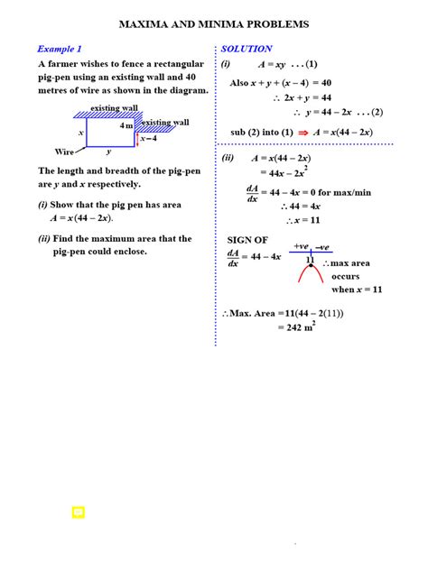 2u maxima and minima problems exam style questions download free