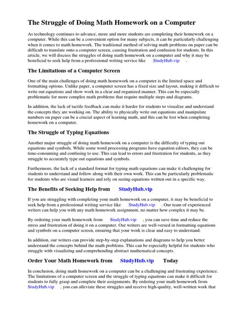 Doing Math Homework On Computer Pdf Mathematics Homework