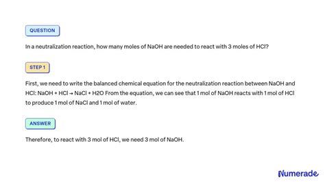 SOLVED In A Neutralization Reaction How Many Moles Of NaOH Are Needed To React With Moles Of