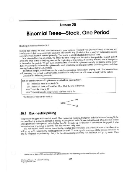 Binomial Trees Stock One Period Pdf