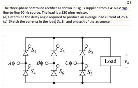 solved q1 the three phase controlled rectifier as shown in fig is