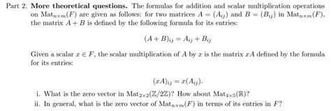 Solved More Theoretical Questions The Formulas For Chegg