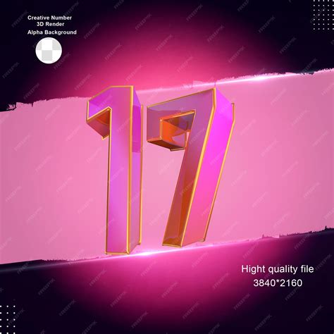Premium Psd Pink 3d Number17 For Design