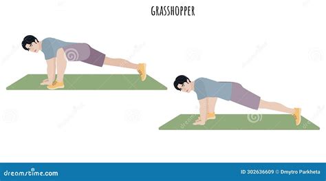 Asian Young Man Doing Grasshopper Exercise Stock Vector Illustration Of Dumbbell Personal