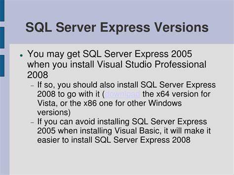 PPT Using SQL Server Express With Visual Basic NET PowerPoint Presentation ID 356406