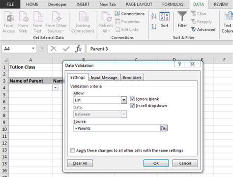 Excel Dependent Drop Down List