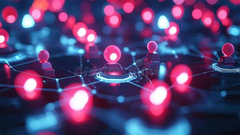 Exploring Digital Connectivity Through Networks And Nodes In A Futuristic Environment Stock