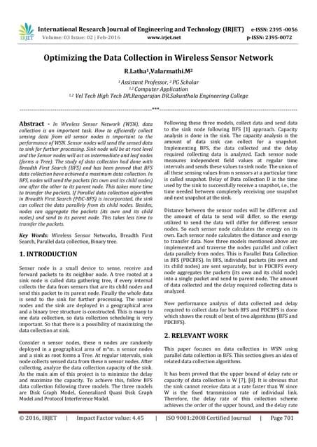 Optimizing The Data Collection In Wireless Sensor Network Pdf
