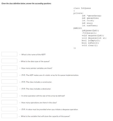 Solved Given The Class Definition Below Answer The