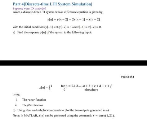 solved part 4[discrete time lti system simulation] suppose