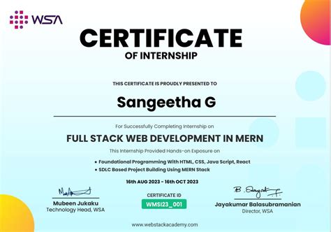 Fullstack Webdevelopment Mern Internship Sangeetha G
