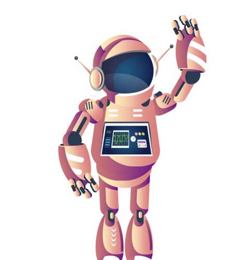 Dibujo De Dibujos Animados De Forma Humanoide De Gesto De Bienvenida De Icono De Robot Ai Eps