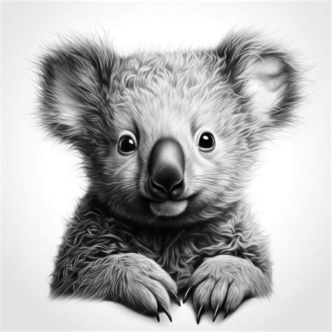 Premium Photo Hyperrealistic Monochromatic Koala Portrait Tattoo Drawing