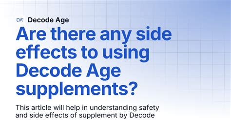 Are There Any Side Effects To Using Decode Age Supplements Decode Age