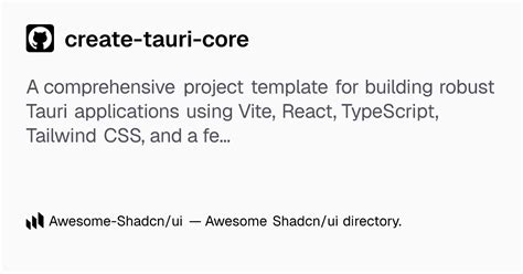 Create Tauri Core Jumpstart Tauri Apps With Vite React Typescript And Tailwind Css